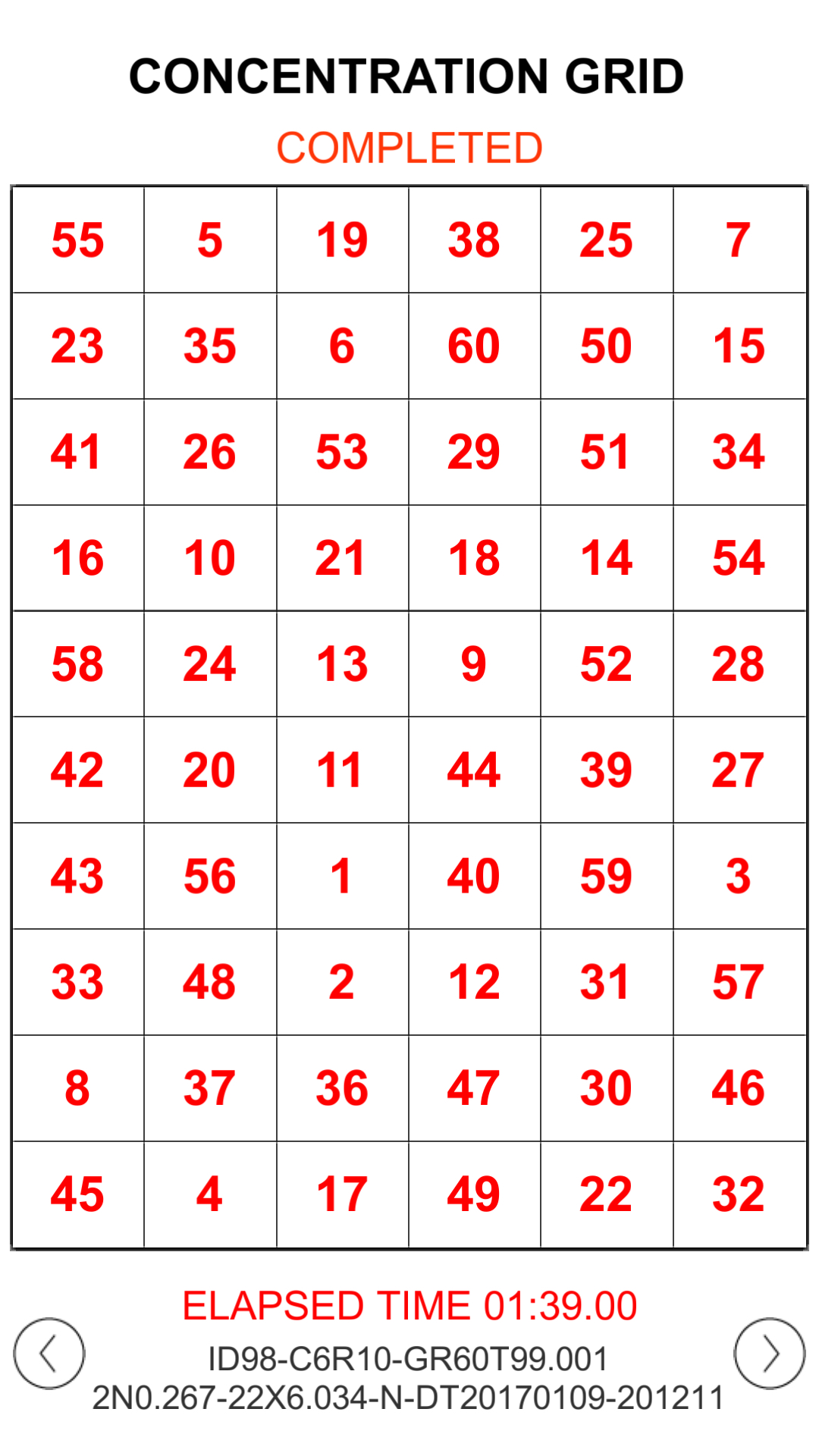 Concentration Grid ID98-C6R10-GR60T99.001 2N0.267-22X6.034-N-DT20170109 ...